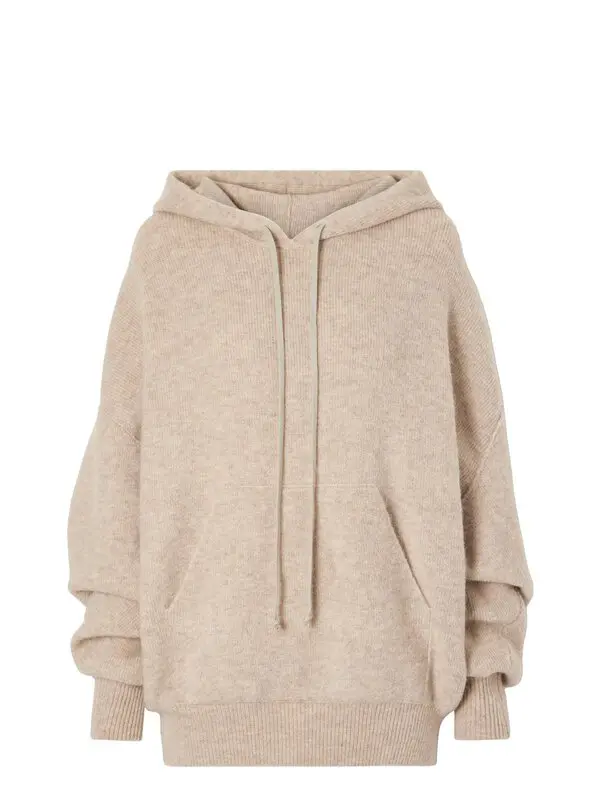 Rick Owens Hun' Alpaca And Wool-blend Hoodie - Neutrals