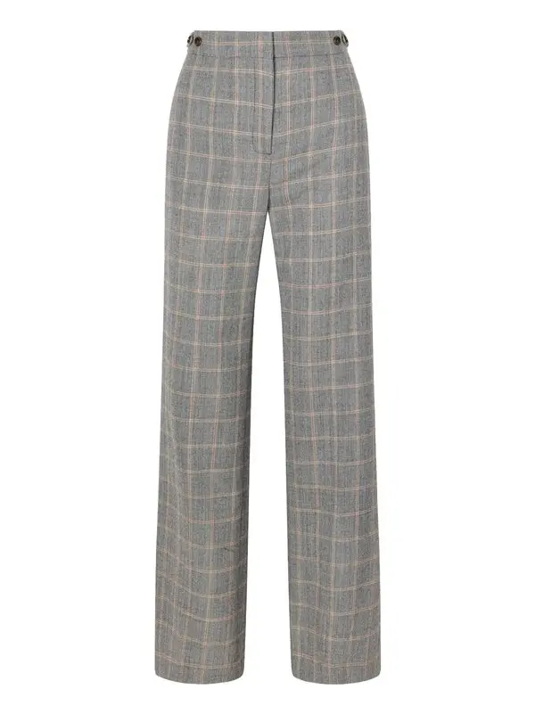 Stella McCartney Checked Wool Straight-leg Pants - Gray