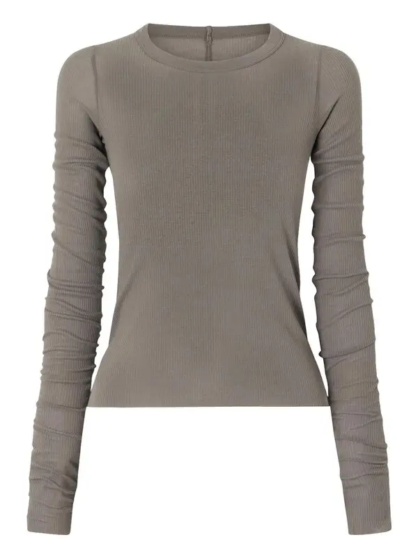 Rick Owens Frayed Ribbed Jersey T-shirt - Gray