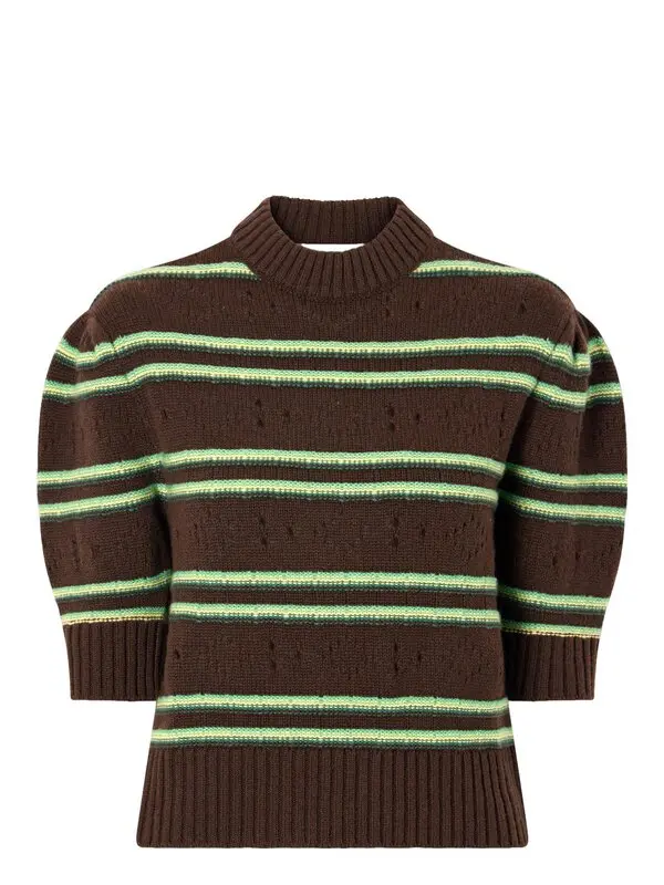 Marni Cropped Striped Open-knit Cashmere Sweater - Brown