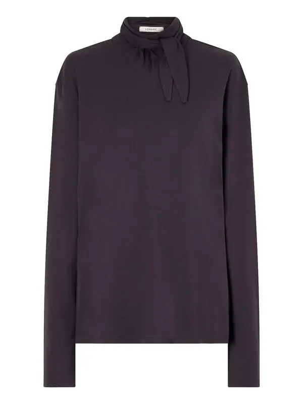 LEMAIRE Tie-detailed Cotton-jersey Blouse - Gray