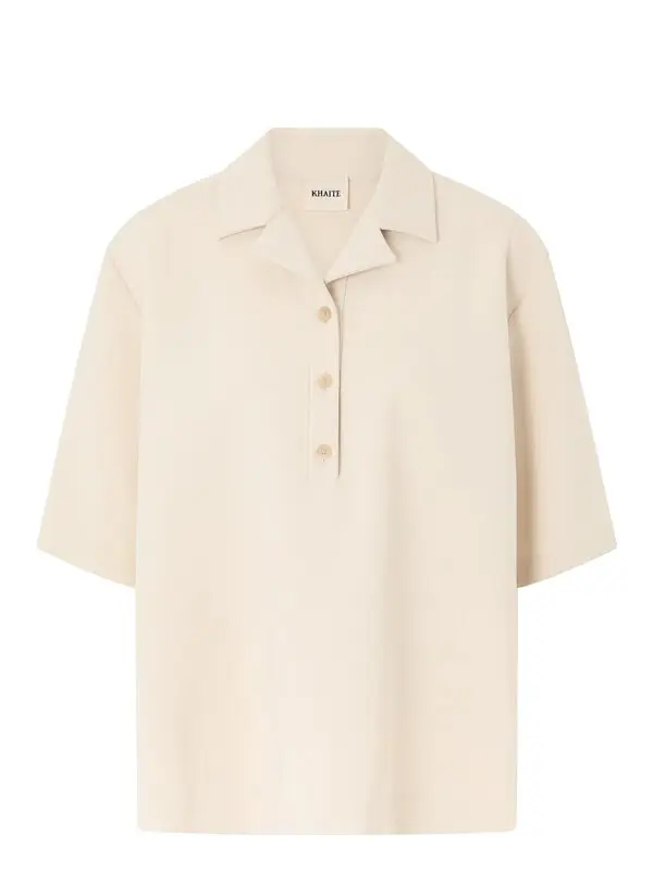Khaite Loucin Naia-blend Crepe T-shirt - Neutrals