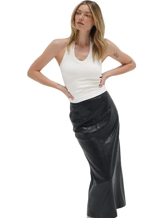 Lna Jules Double Layer Ribbed Halter Top - Ivory