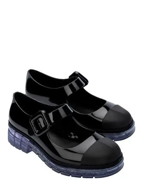 Melissa June Mary Jane Flat With Lug Sole - Clear/black