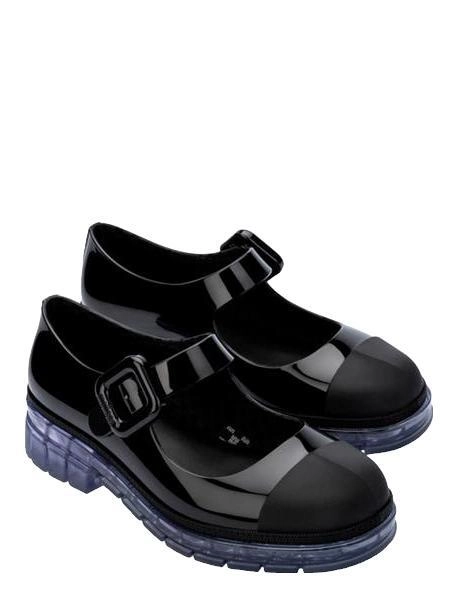 Melissa June Mary Jane Flat With Lug Sole - Clear/black