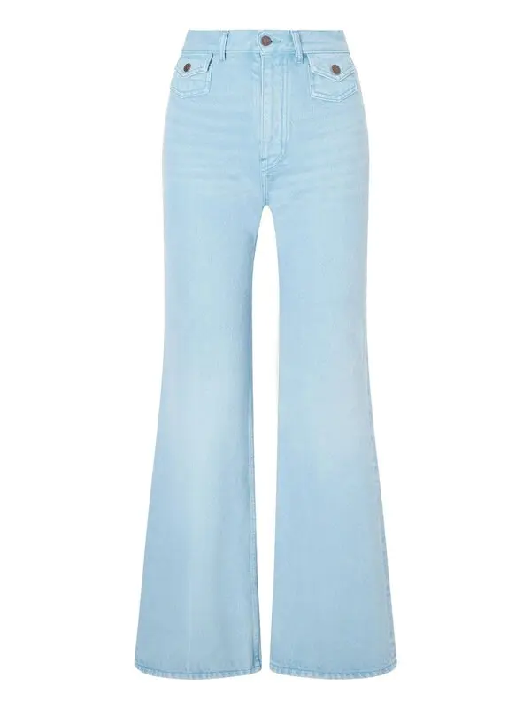 Chloé Mid-rise Embroidered Wide-leg Jeans - Blue