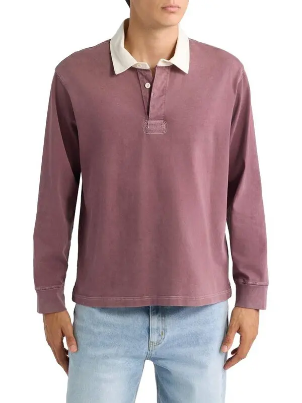 CORRIDOR Solid Cotton Rugby Shirt - Wine