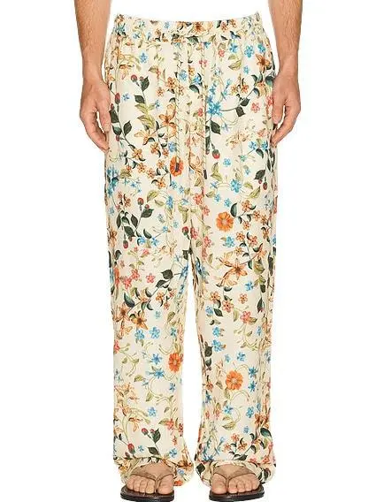 Agua Bendita Rene Floral Print Tencel Pants - Cream
