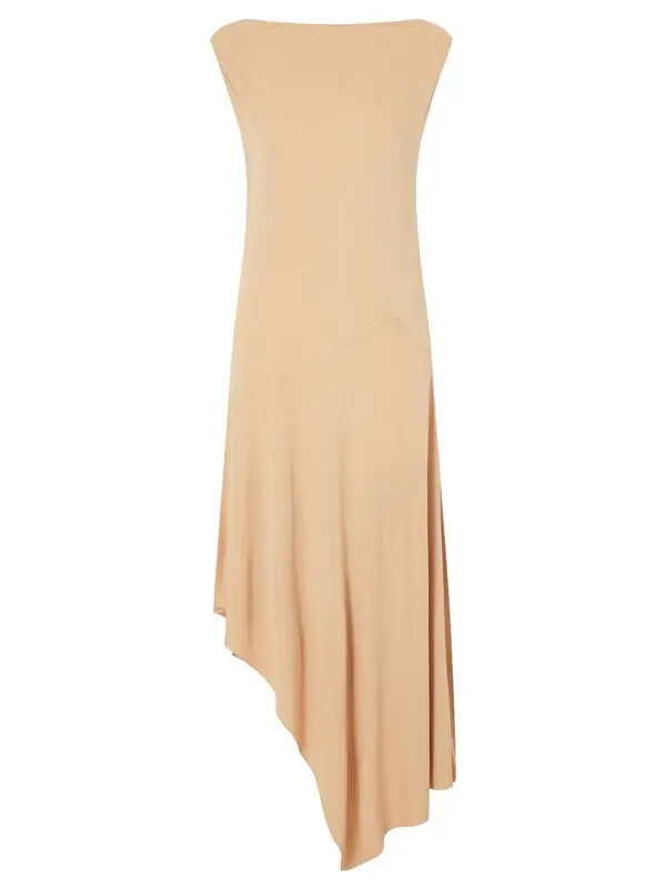 Alaïa Asymmetrical Jersey-crepe Midi Dress - Neutrals