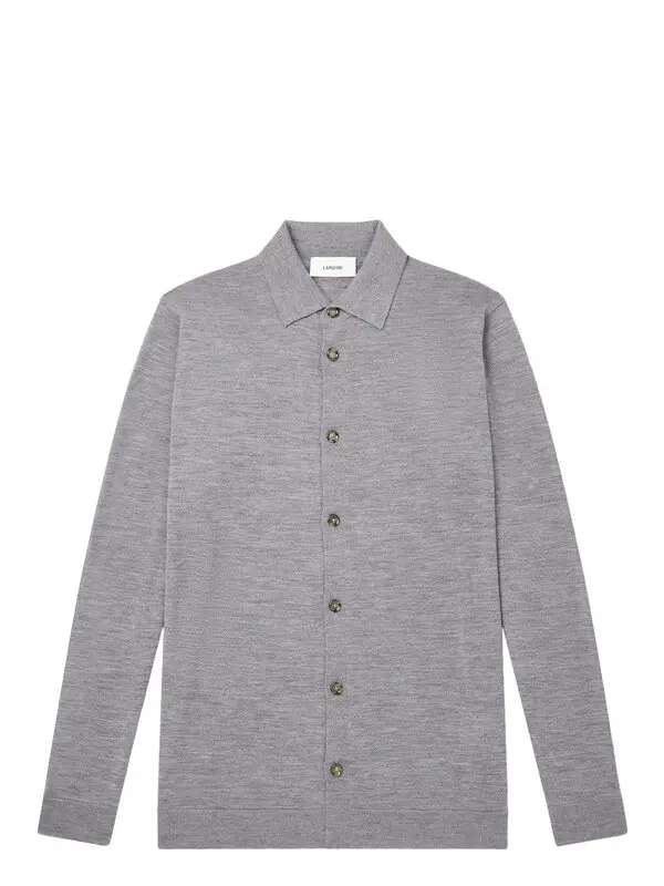 LARDINI Virgin Wool Polo Shirt - Gray