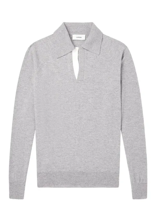 LARDINI Wool And Cashmere-blend Polo Shirt - Gray