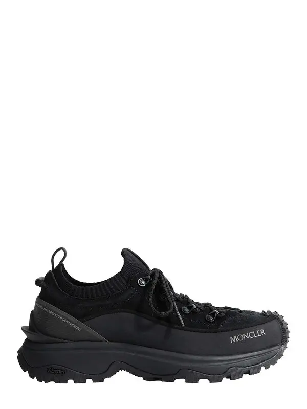 Moncler Trailgrip Lite3 Suede And Nubuck Lace-up Sneakers - Black