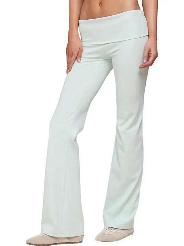 EDIKTED Oriane Foldover Flared Leggings - Mint