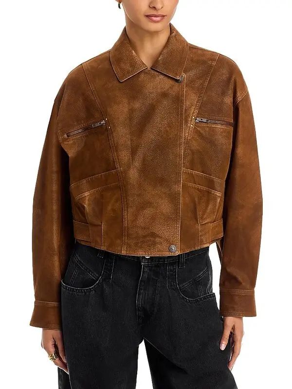 Isabel Marant Étoile Belma Faux Leather Moto Jacket - Brown