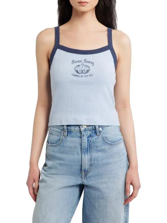 Daydreamer Siren Song Pointelle Knit Tank - Blue Combo