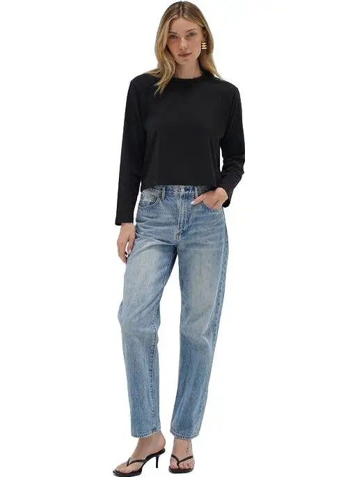 Lna Ava Spandex Jersey Long Sleeve Crewneck - Black