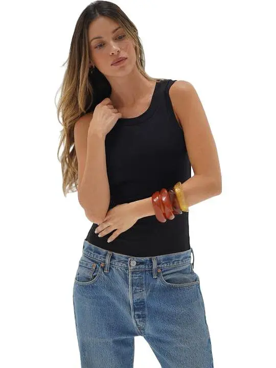 Lna Double Layer Ribbed Tank Top - Black