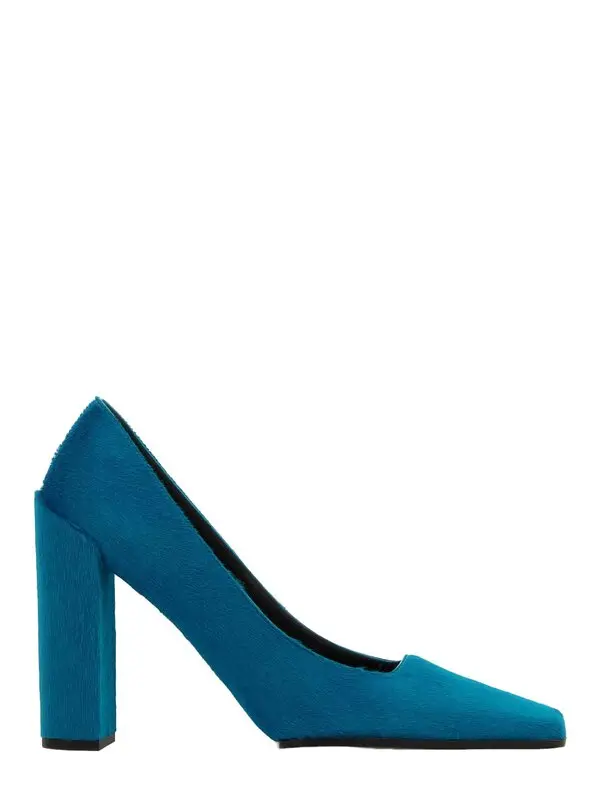 Alaïa Turquoise Calf Hair Square Pumps - Blue