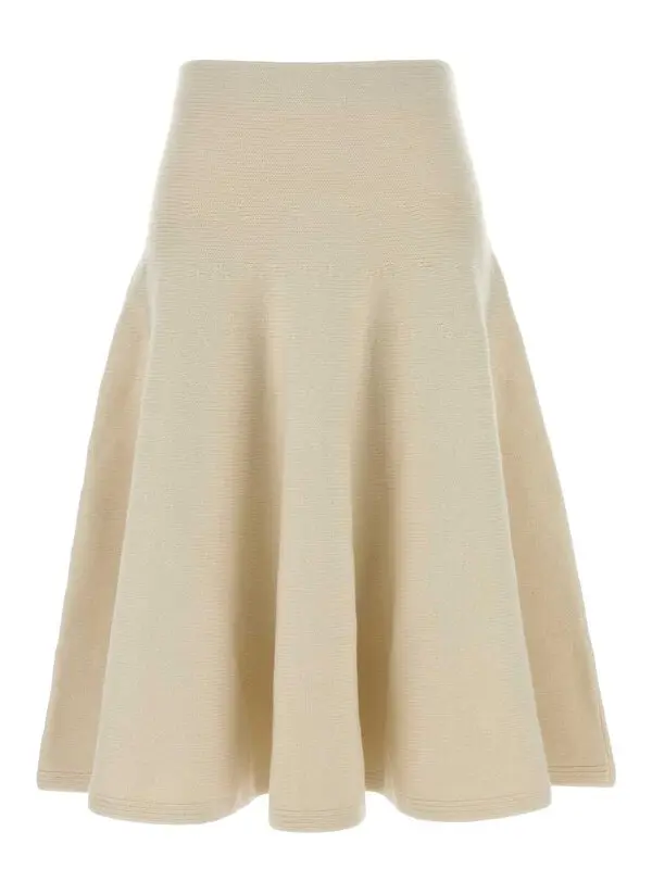 Alaïa Stretch Cashmere Blend Ribbed Skirt - White