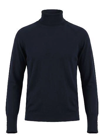 Alpha Studio The Fine Essentials Turtleneck In Midnight Merino Wool - Blue