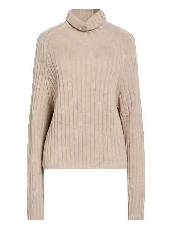 ARAGONA Merino Wool Ribbed Turtleneck Sweater - Grey