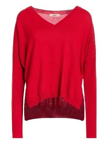 CARLA G. Long Sleeve V-neck Sweater - Red