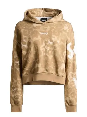 DISCLAIMER Cotton Terry Leopard Print Hoodie - Beige