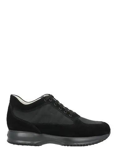 Hogan Suede And Satin Lace-up Sneakers - Black