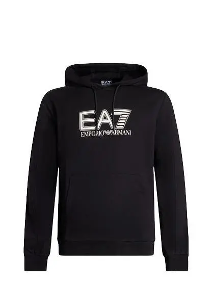 EA7 French Terry Hooded Sweatshirt - Black
