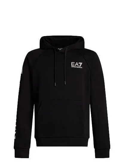 EA7 Cotton Blend Terry Hoodie - Black