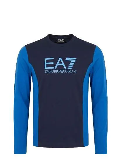 EA7 Long Sleeve Cotton T-shirt - Blue