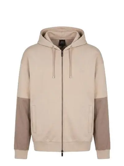 Armani Exchange Cotton Blend Zip-up Hoodie - Grey