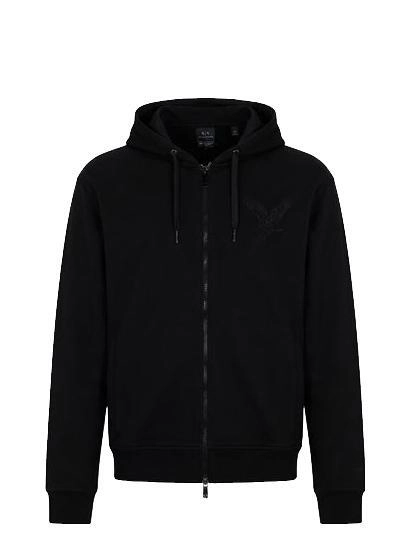 Armani Exchange Embroidered Zip-up Hoodie - Black