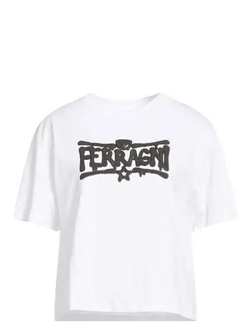 CHIARA FERRAGNI Cotton T-shirt With Logo Print - White