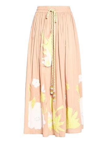 CONNOR & BLAKE Maxi Skirt With Floral Appliqués - Beige