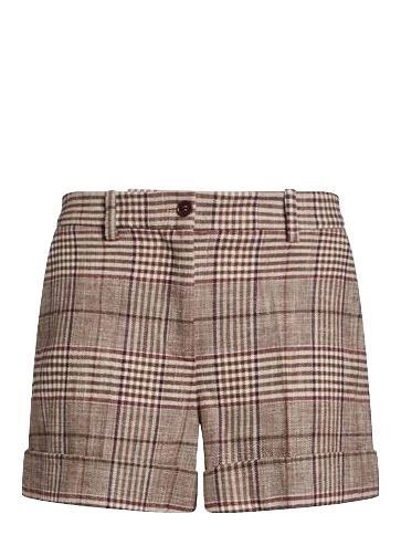 P.a.r.o.s.h High-waisted Plaid Wool Blend Shorts - Light Brown