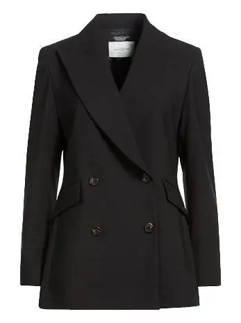 BALLANTYNE Double-breasted Blazer In Cool Wool Blend - Black