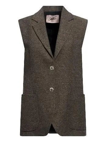 CARLA G. Sleeveless Tweed Blazer - Brown