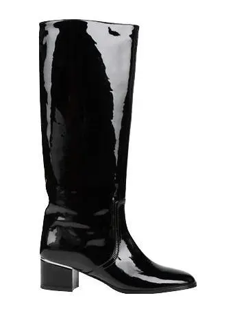 Lola Cruz Patent Leather Block Heel Boots - Black