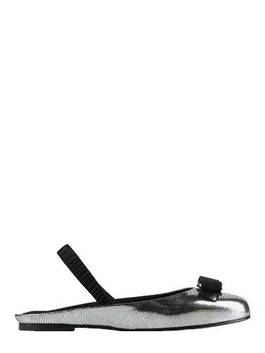FERRAGAMO Calfskin Slingback Ballet Flats - Silver