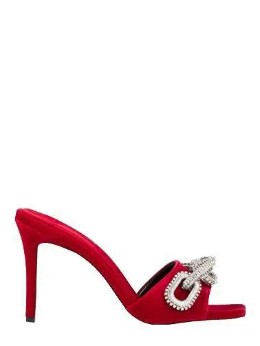 SERENA UZIYEL Embellished Stiletto Heeled Slide Sandals - Red