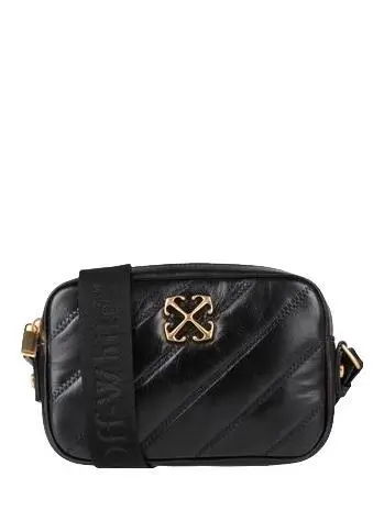 OFF-WHITE™ Calfskin Quilted Camera Bag With Gold Tone Logo - Black