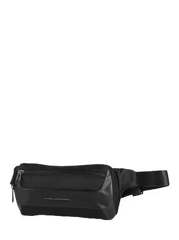 PIQUADRO Belt Bag In Leather And Nylon - Black