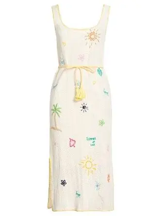 ARIZONA LOVE Cotton Crochet Midi Dress - White