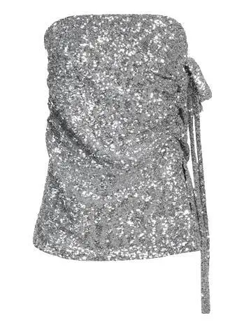 Rabanne Tube Top With Sequins And Gathered Detail - Silver