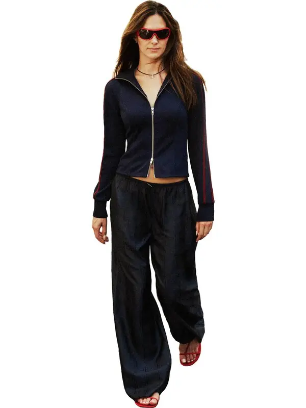 REFORMATION Aitana Relaxed Fit Wide Leg Pants - Blue