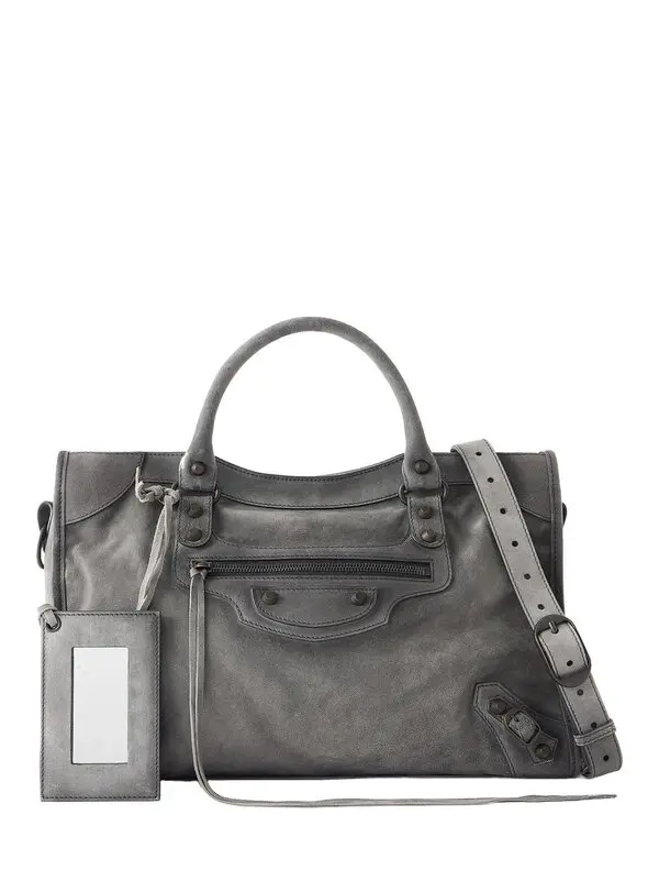 Balenciaga Le City Medium Embellished Shoulder Bag - Gray