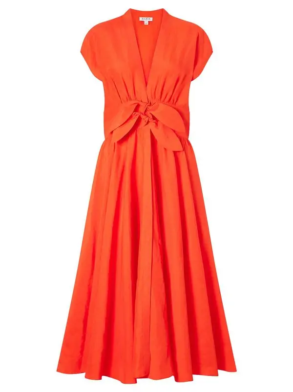 Alaïa Knotted Linen-blend Midi Dress - Red