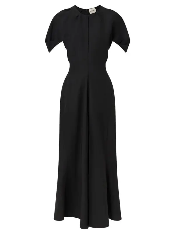 Khaite Ria Textured Linen Blend Midi Dress - Black
