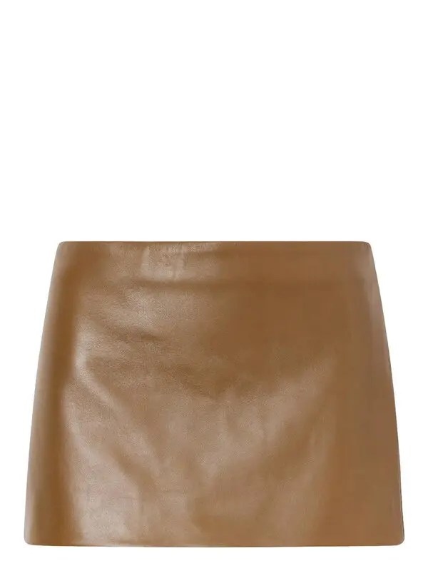 Khaite Jett Nappa Leather Mini Skirt - Brown